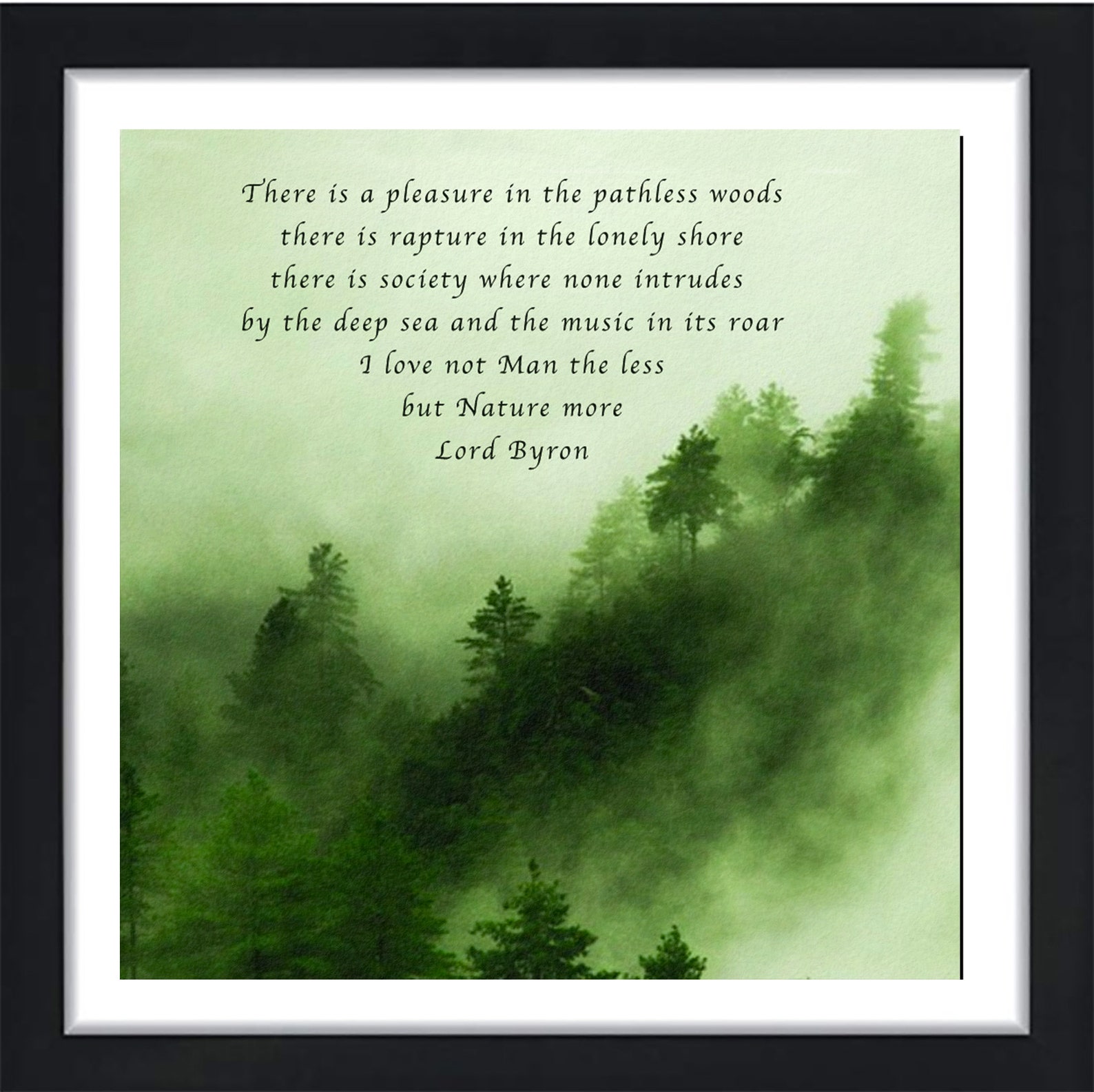 Lord BYRON FRAMED Nature Poem, There is a Pleasure in the Pathless ...