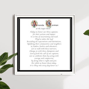 AMANDA GORMAN Super Bowl Poem-framed Print -honor Our Captains ...