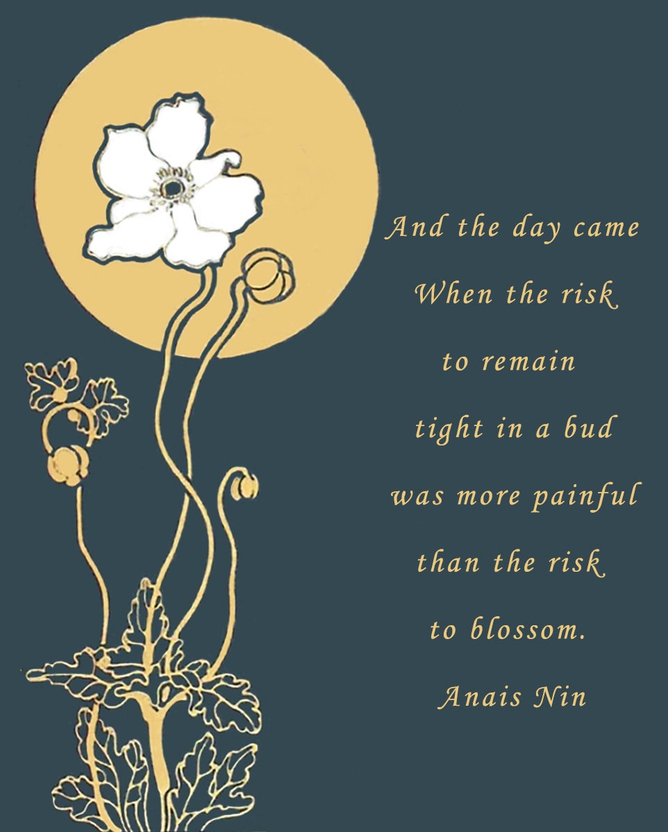 ANAIS NIN FRAMED Print and the Day Came Inspirational Poetry Floral ...
