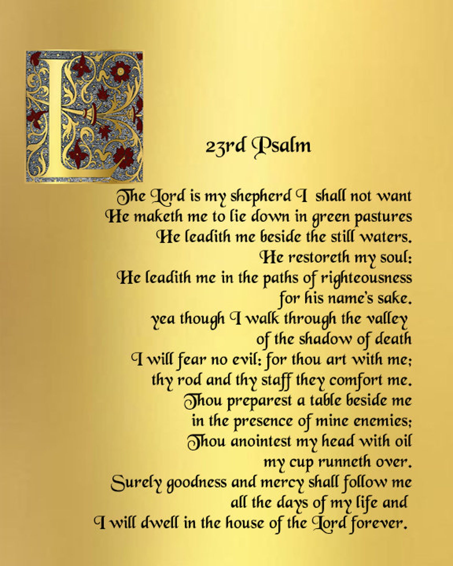 23rd PSALM Framed Print- the Lord is My Shepherd-illuminated Manuscript ...