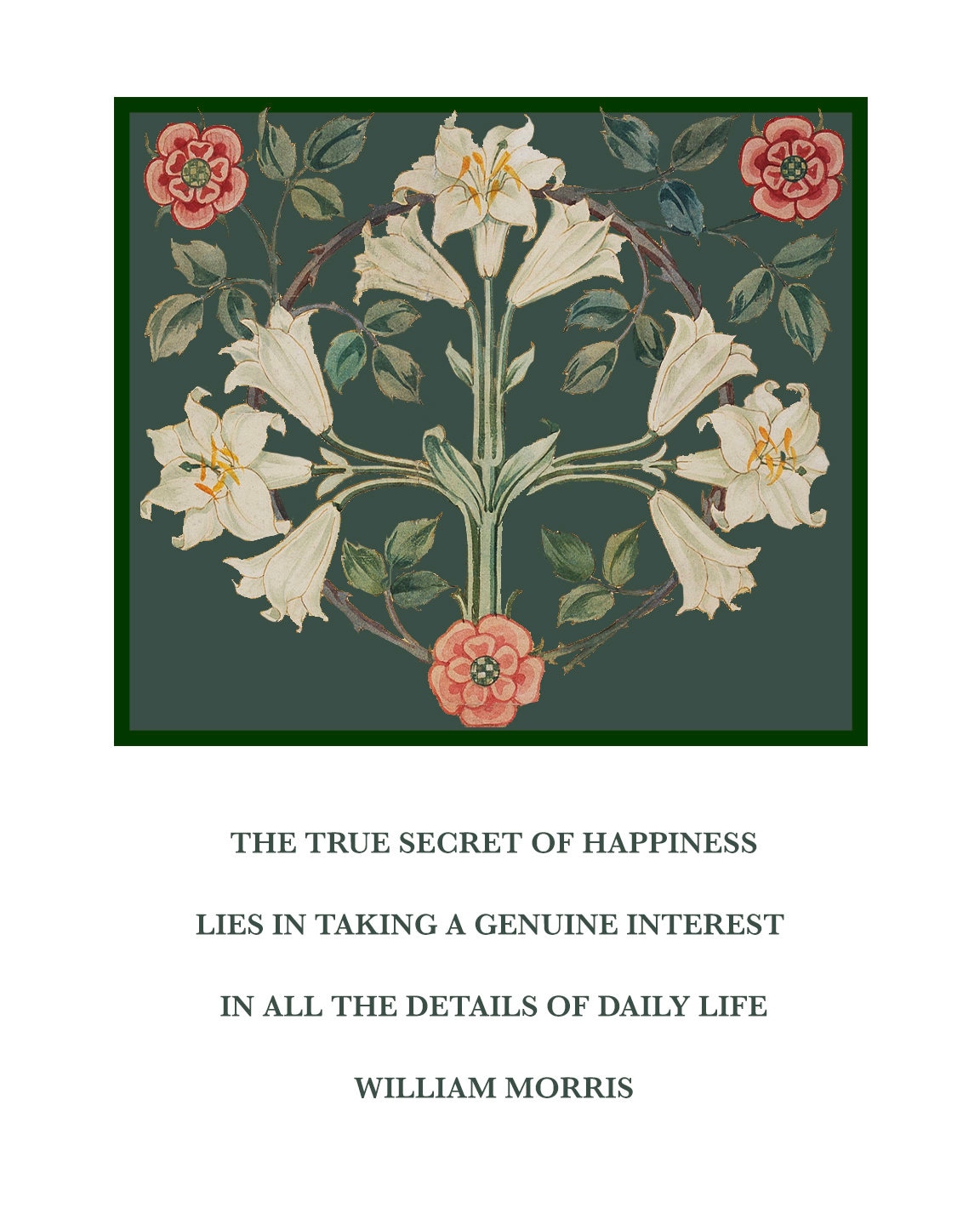 WILLIAM MORRIS Print Poster Design Quote Framed Vintage True Secret of ...