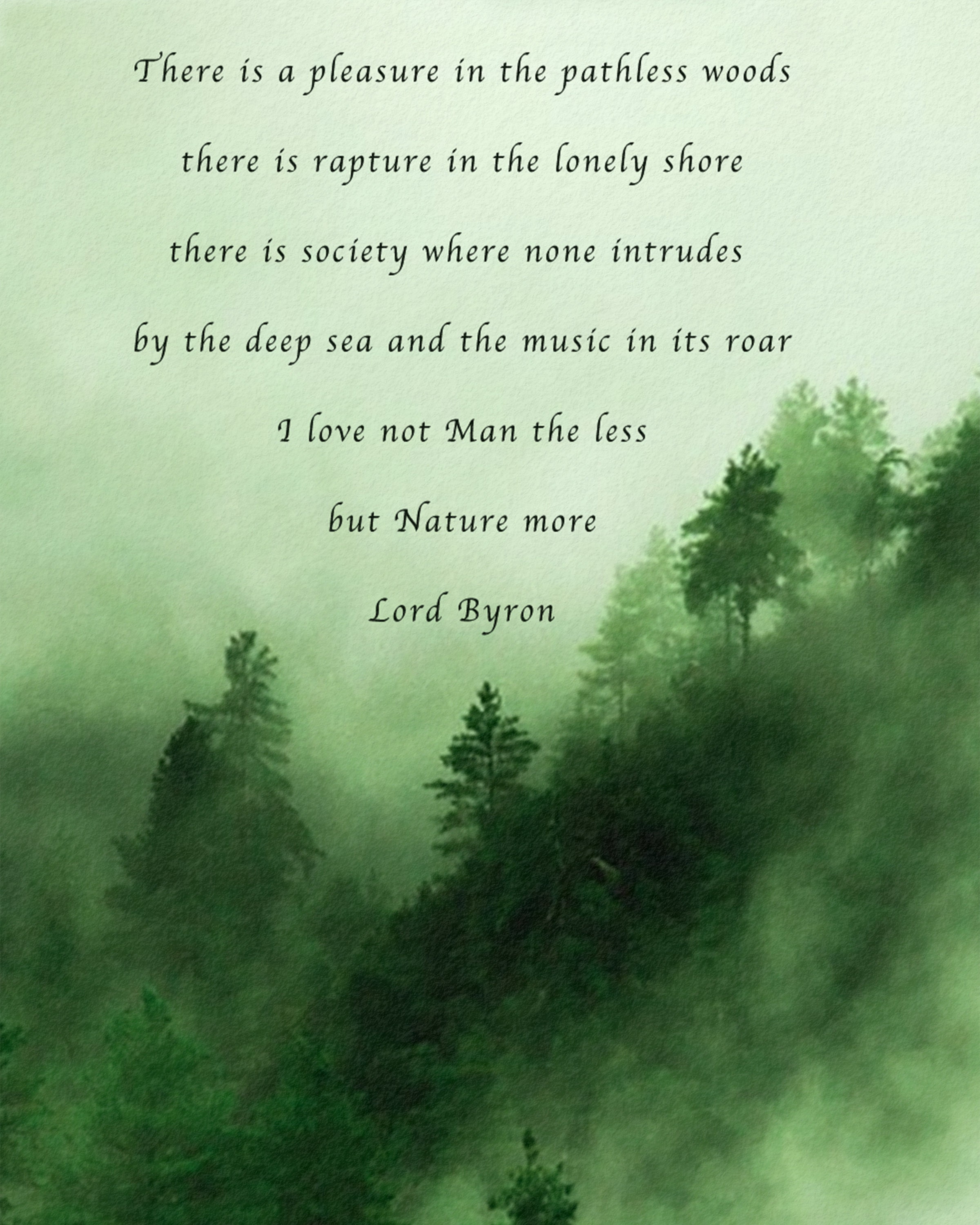 Lord BYRON FRAMED Nature Poem, There is a Pleasure in the Pathless ...