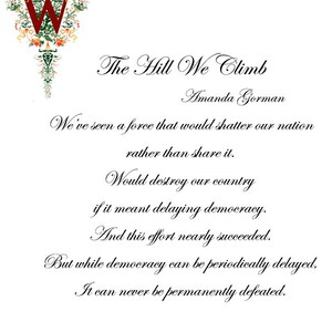 AMANDA GORMAN Hill We Climb Print-inauguration Poem Framed ...