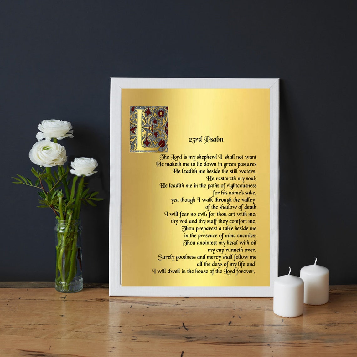 23rd PSALM Framed Print- the Lord is My Shepherd-illuminated Manuscript ...