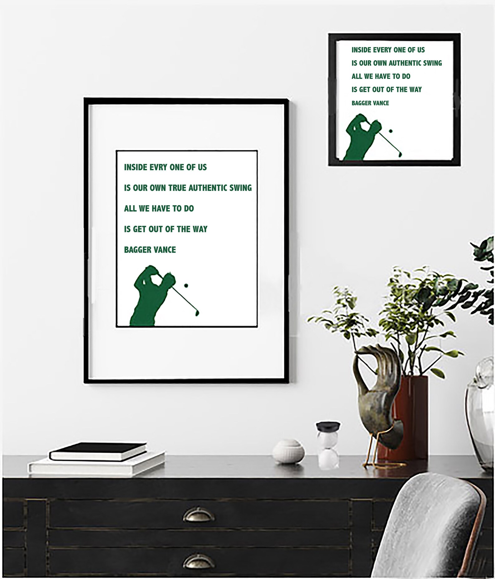GOLF BAGGER VANCE Quote Print- Our One Authentic Swing- Framed With Mat ...