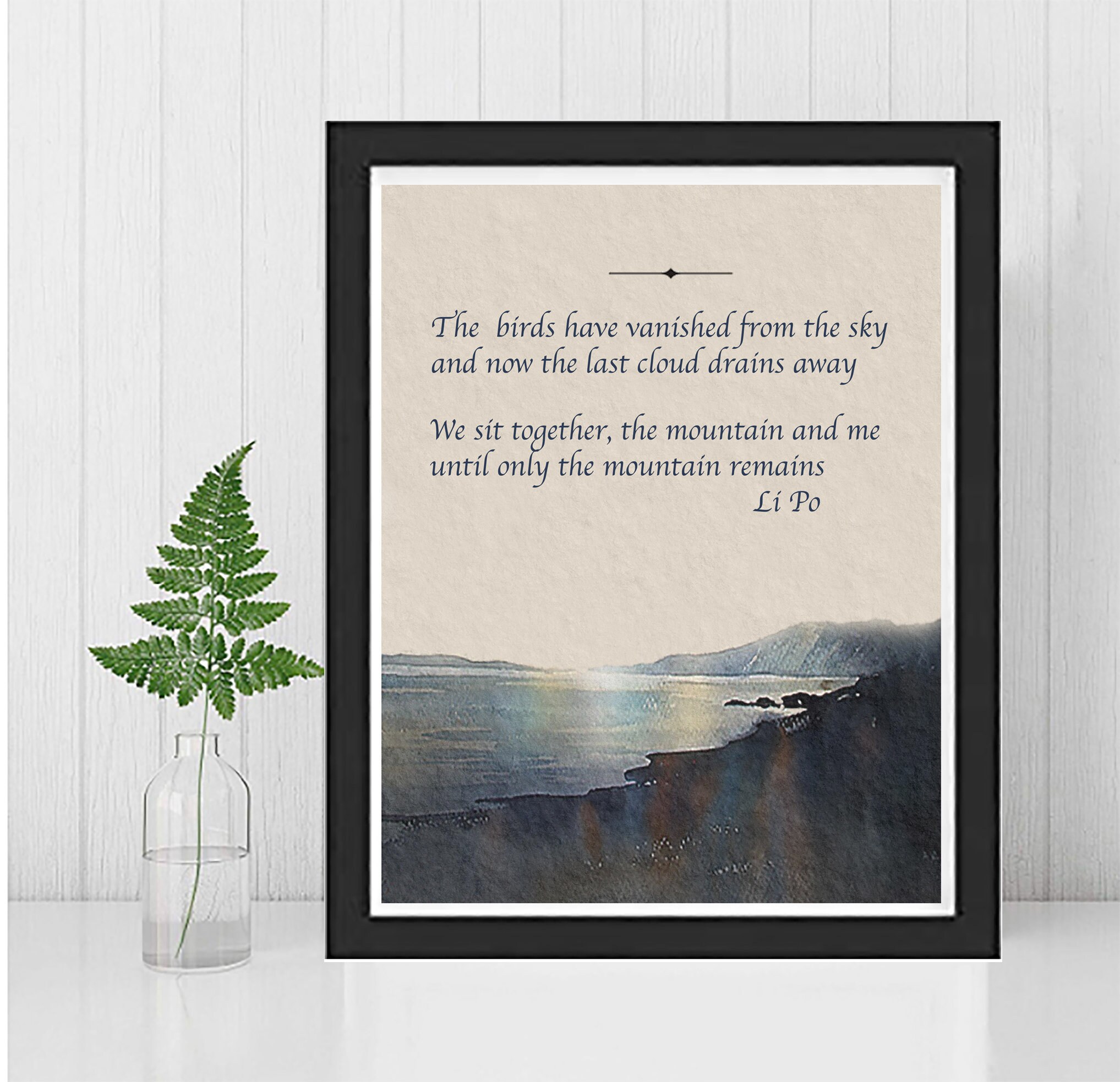 Framed Inspirational Poetry by Li PO the Birds Have Vanished From the ...