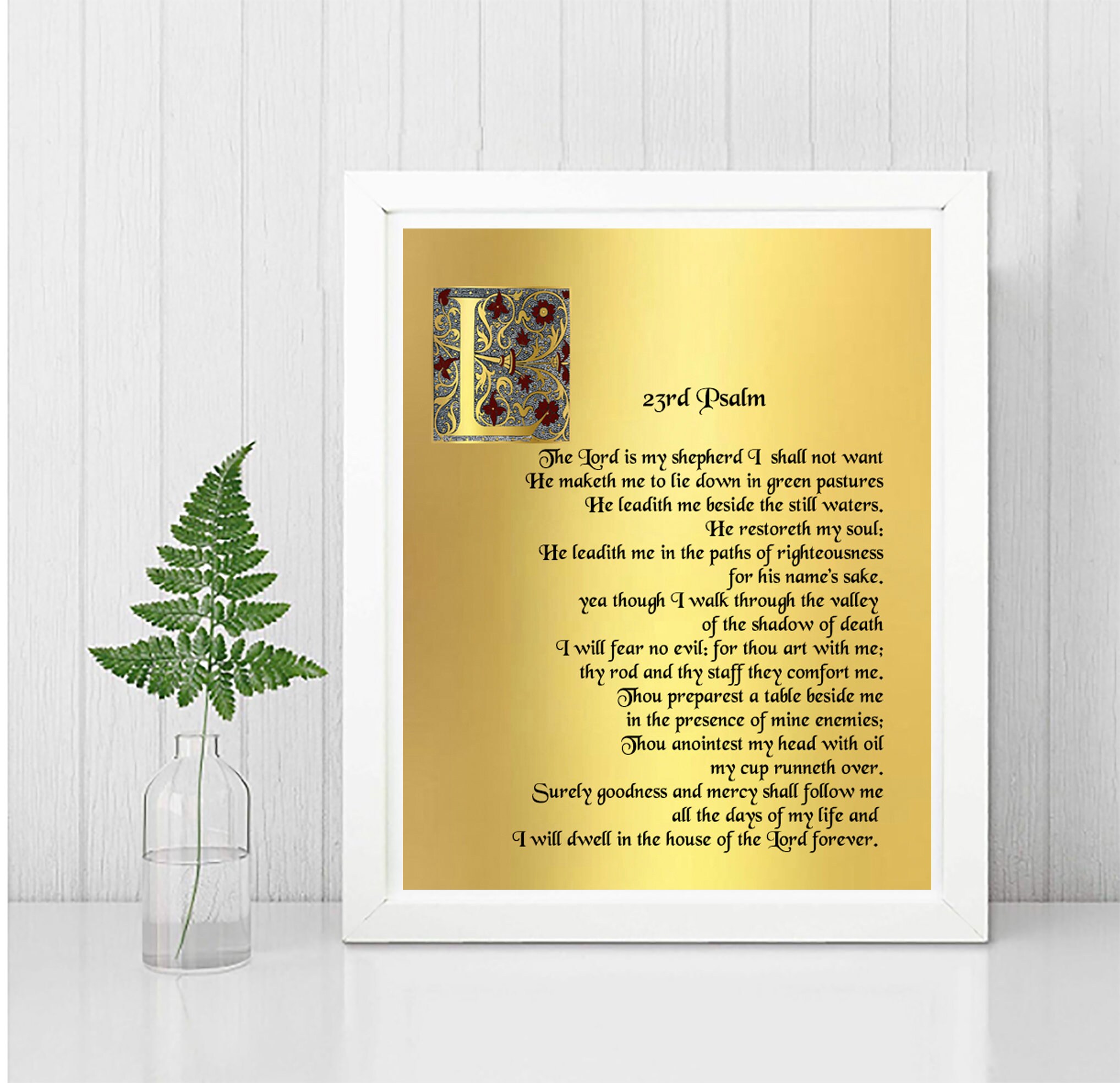 23rd PSALM Framed Print- the Lord is My Shepherd-illuminated Manuscript ...