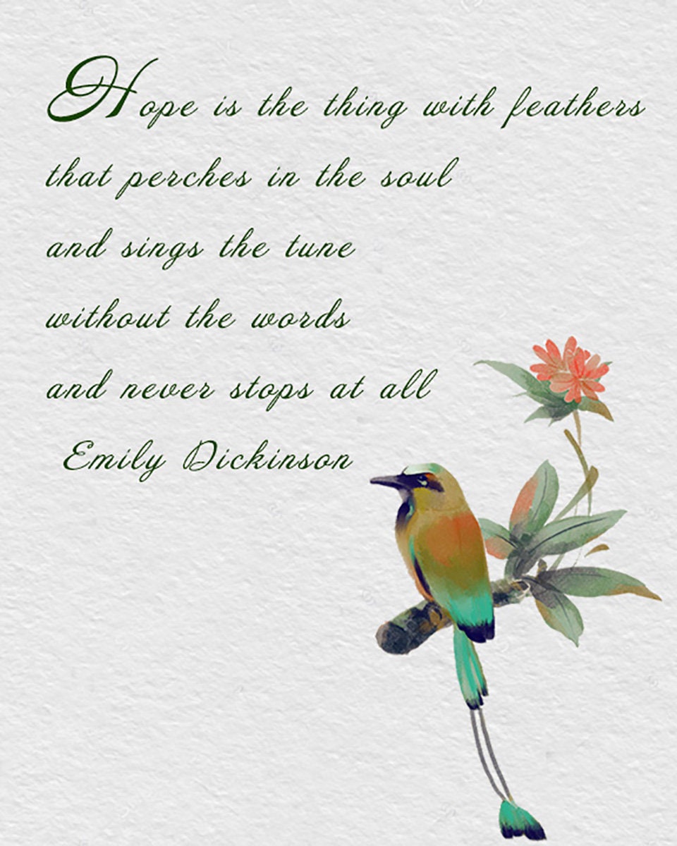 EMILY DICKINSON Inspirational Hope Poem Print hope is - Etsy Singapore