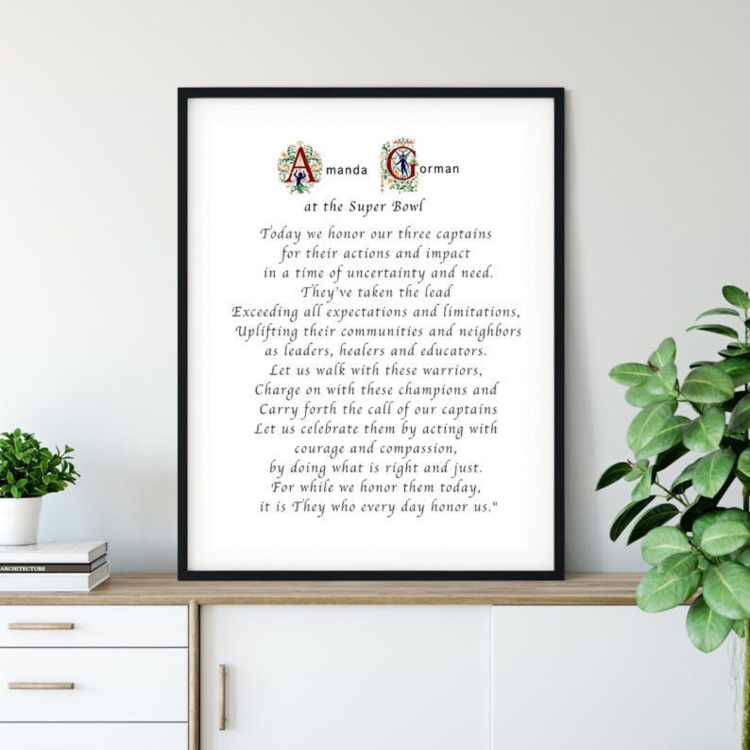 AMANDA GORMAN Super Bowl Poem-framed Print -honor Our Captains ...