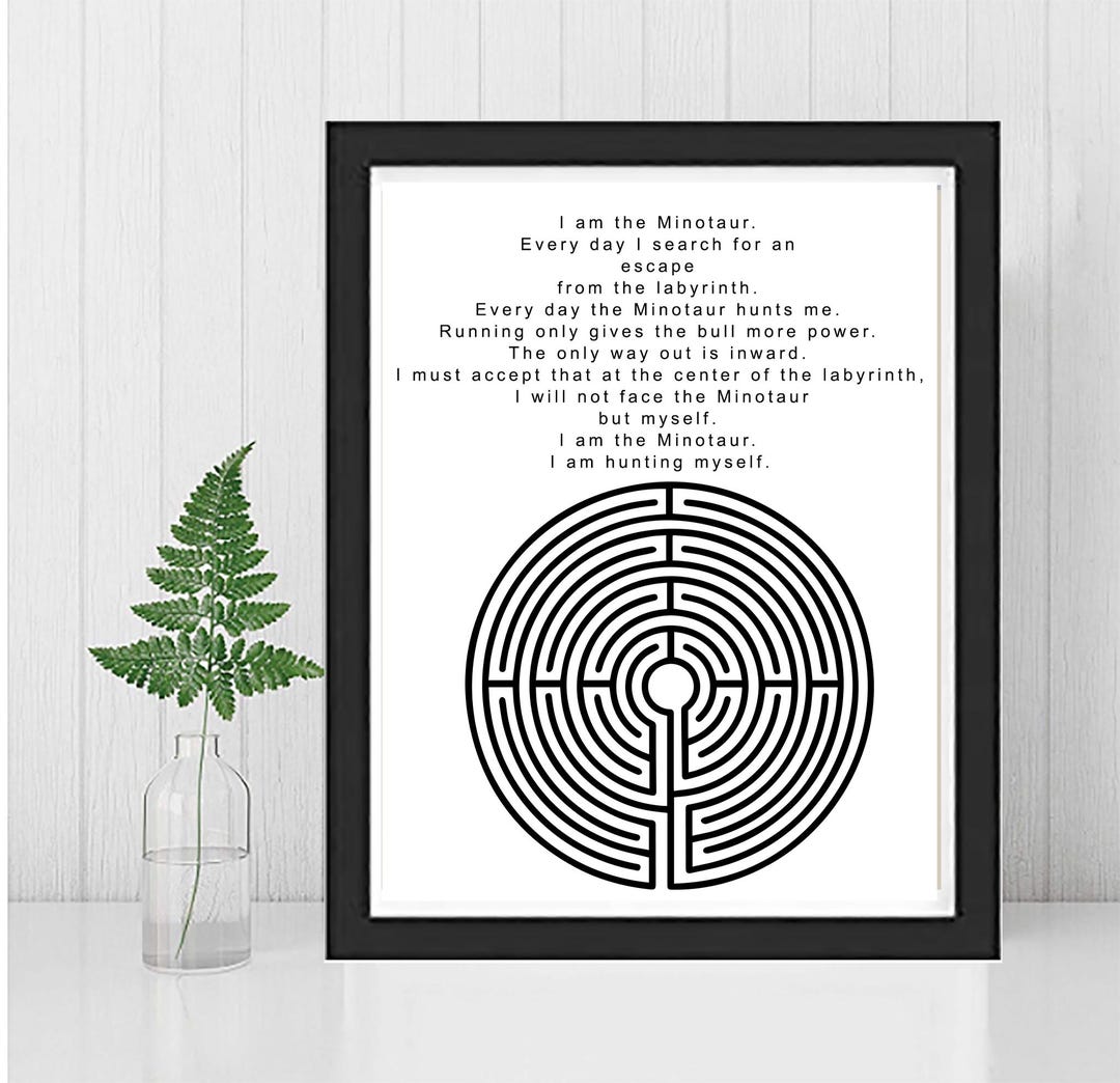 MINOTAUR LABYRINTH Greek Mythology Quote Print - Etsy