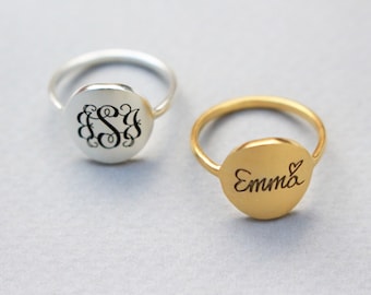 Engraved Handwriting Ring Custom Signature Ring Engraved | Etsy