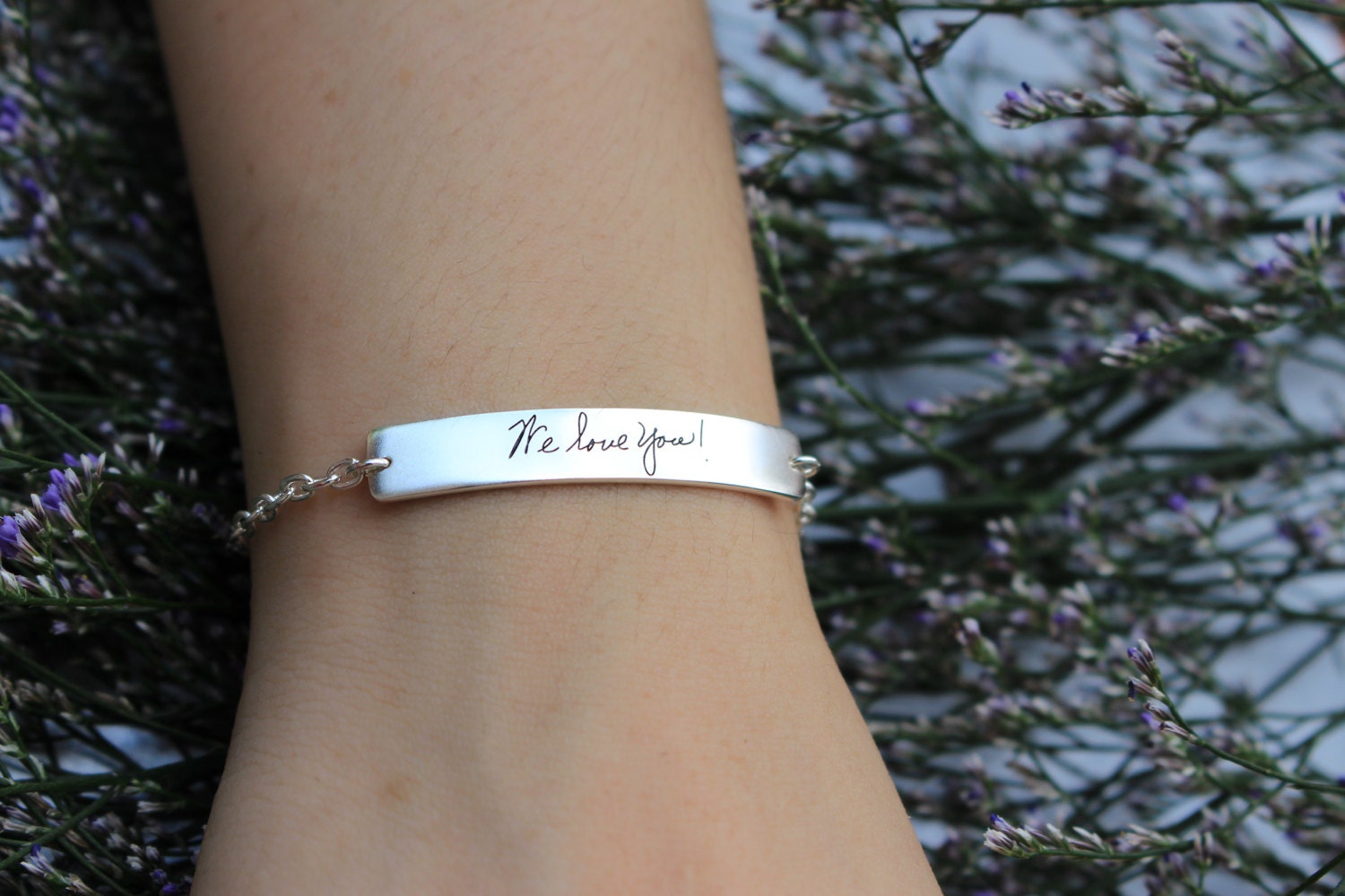 Engraved Signature Bar Bracelet Actual Signature Engraved - Etsy