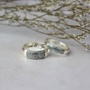 Set of 2 Personalized Fingerprint Rings - Actual Fingerprint Rings ...