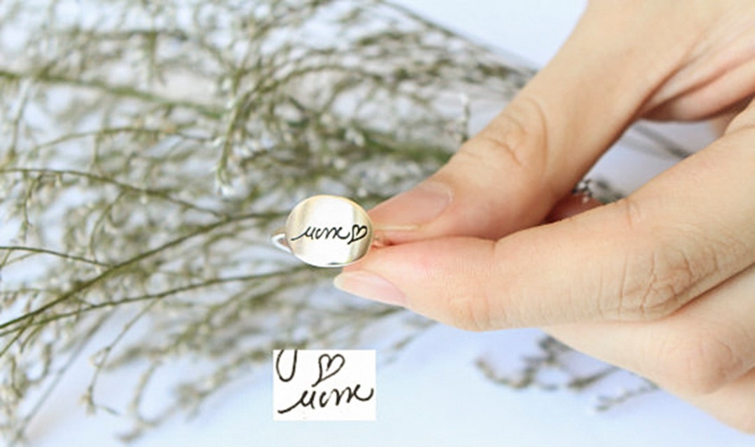Engraved Handwriting Ring: Custom Sterling Silver Signature Ring - Etsy