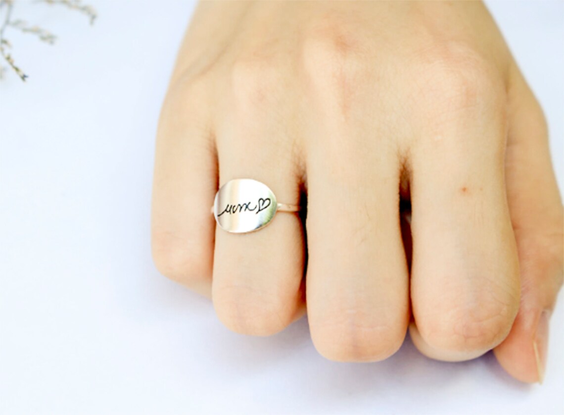 Engraved Handwriting Ring Custom Signature Ring Engraved - Etsy
