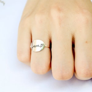 Engraved Handwriting Ring: Custom Sterling Silver Signature Ring - Etsy