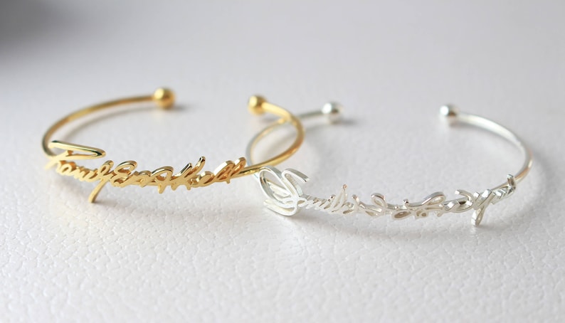Handwriting Jewelry Adjustable Signature Bangle - Etsy