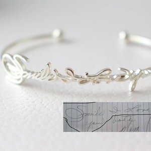 Handwriting Jewelry - Adjustable Signature Bangle - Handwriting ...