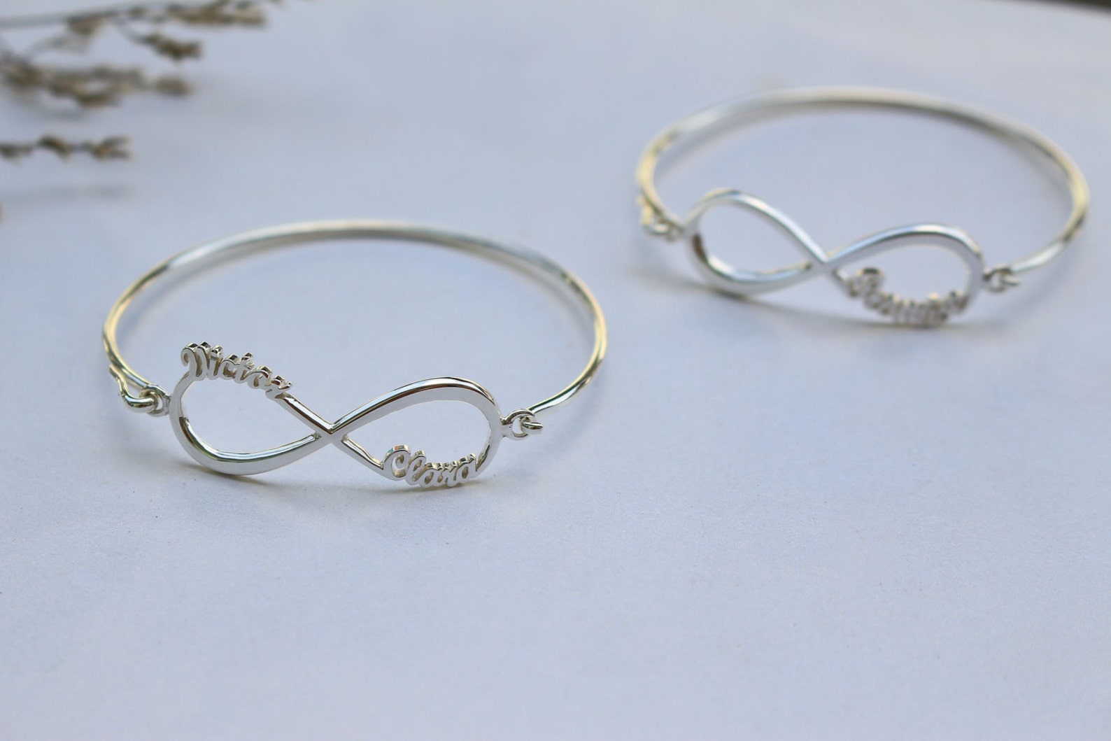Personalized Infinity Bangle - Eternity Bangle in Sterling Silver ...
