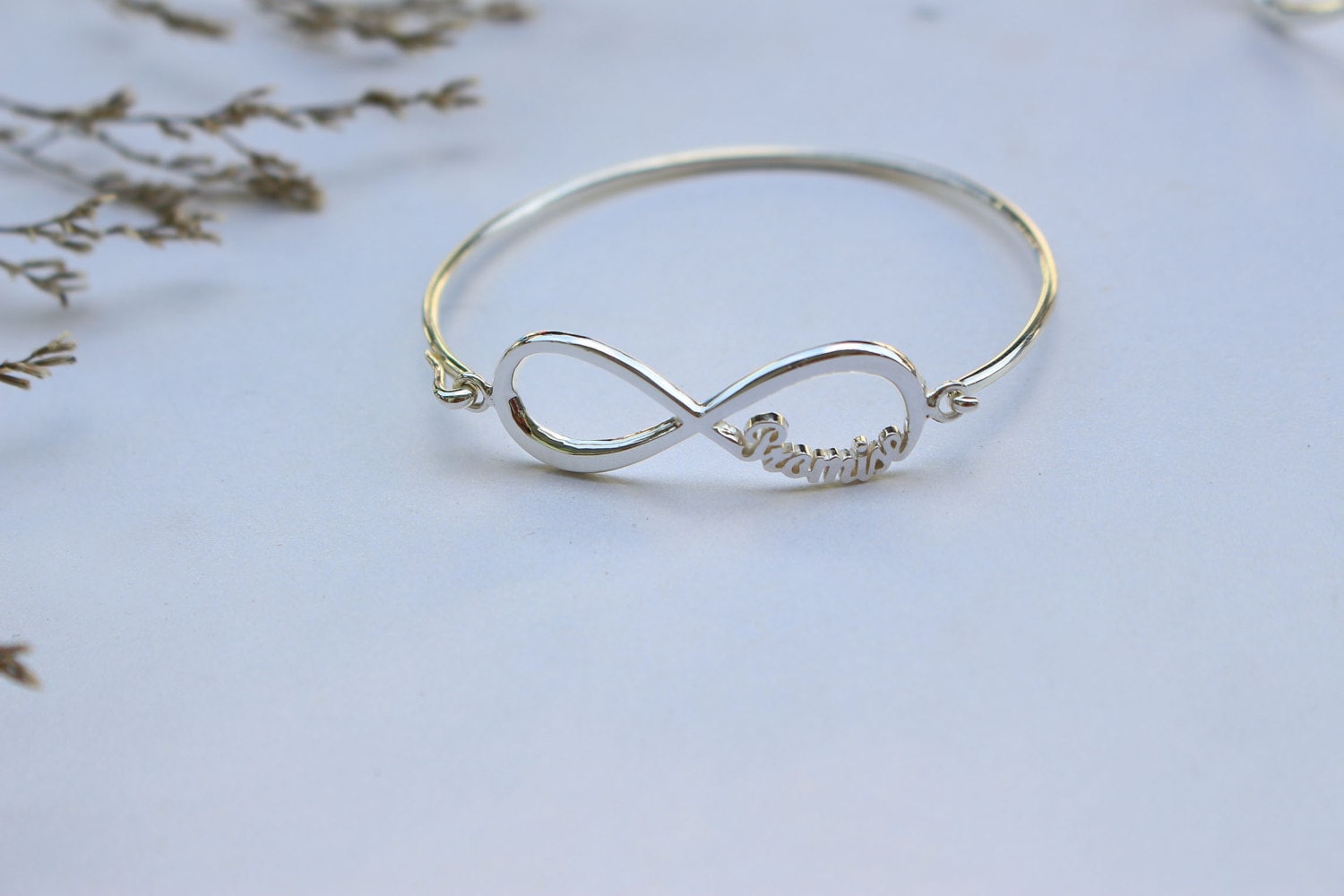 Personalized Infinity Bangle - Eternity Bangle in Sterling Silver ...