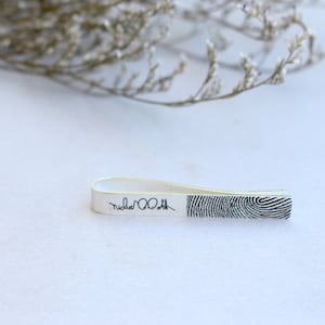 Personalized Signature Tie Clip - Handwriting Tie Bar - Fingerprint Tie ...