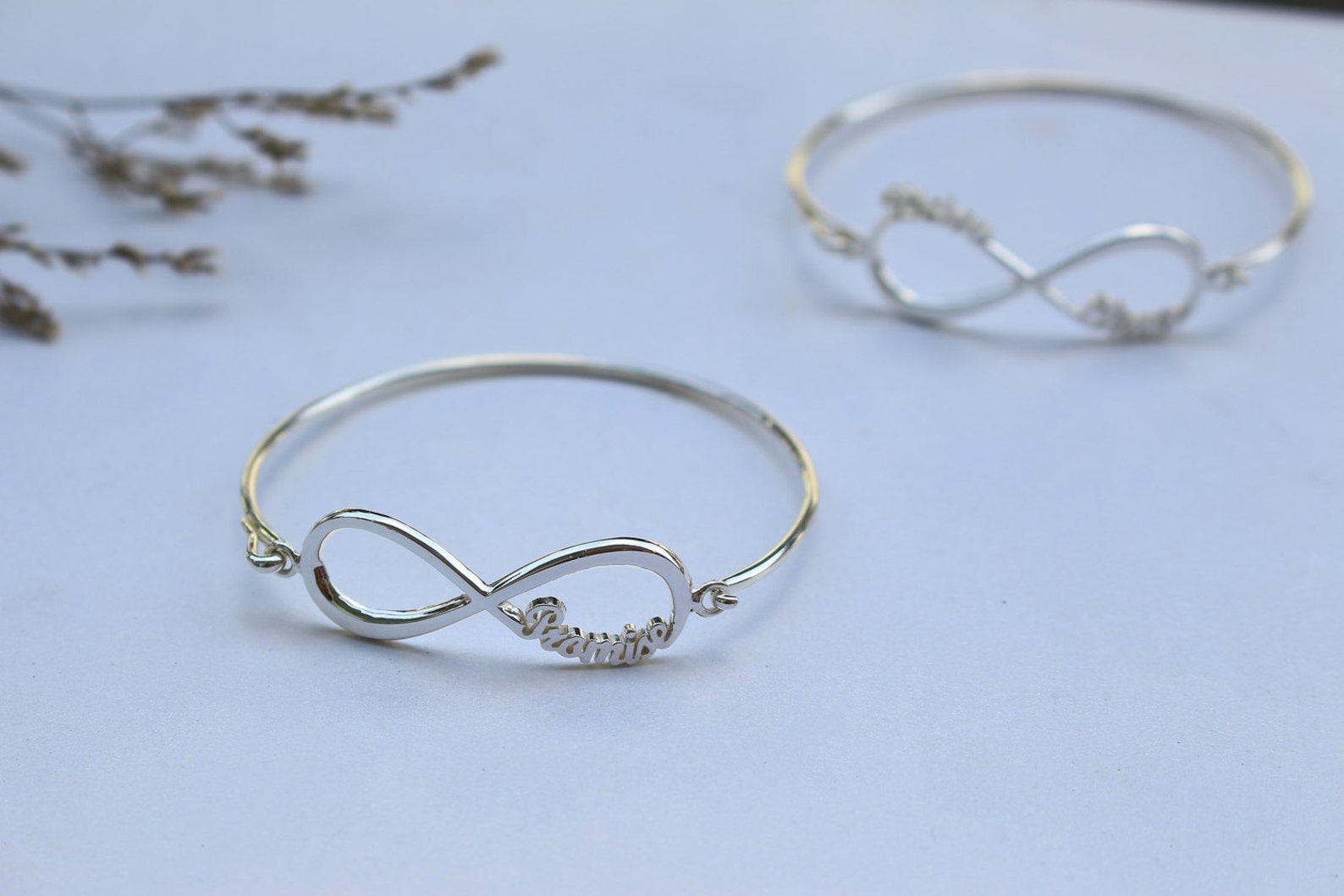 Personalized Infinity Bangle - Eternity Bangle in Sterling Silver ...