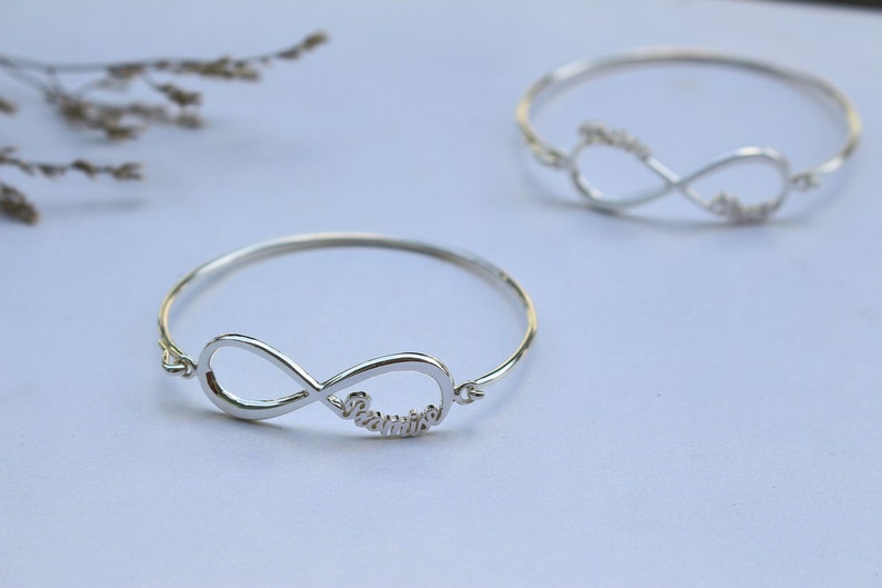 Personalized Infinity Bangle - Eternity Bangle in Sterling Silver ...