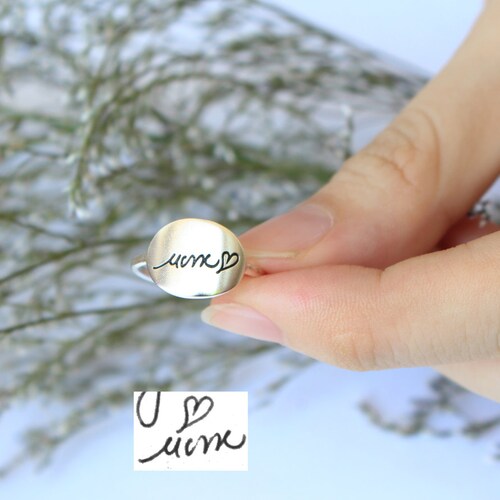 Engraved Handwriting Ring Custom Signature Ring Engraved | Etsy