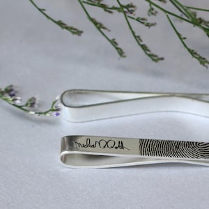 Personalized Signature Tie Clip - Handwriting Tie Bar - Fingerprint Tie ...