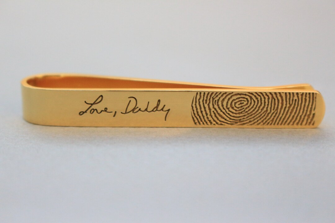 Personalized Signature Tie Clip - Handwriting Tie Bar - Fingerprint Tie ...