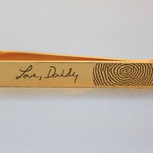 Personalized Signature Tie Clip - Handwriting Tie Bar - Fingerprint Tie ...