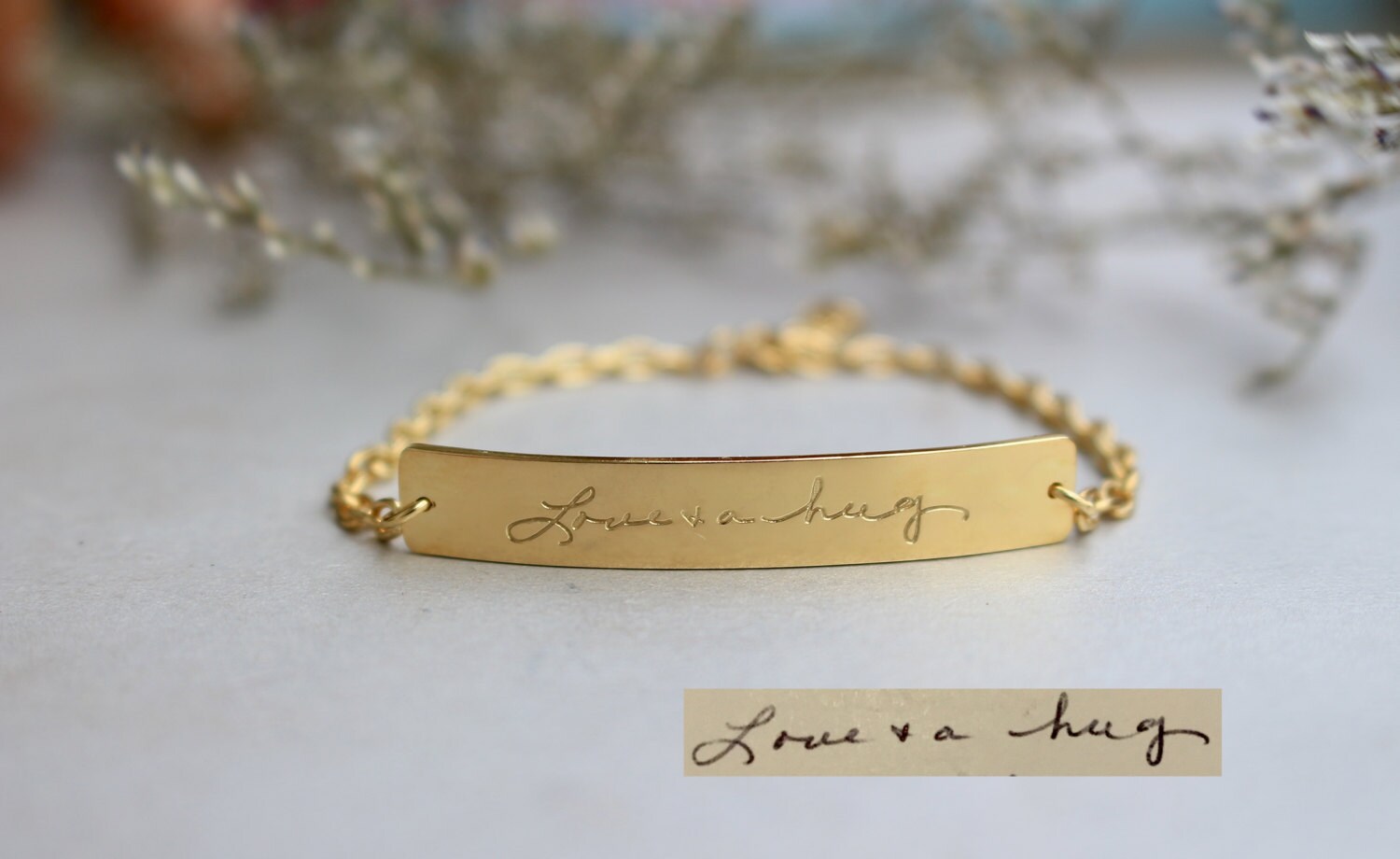 Engraved Signature Bar Bracelet Actual Signature Engraved | Etsy