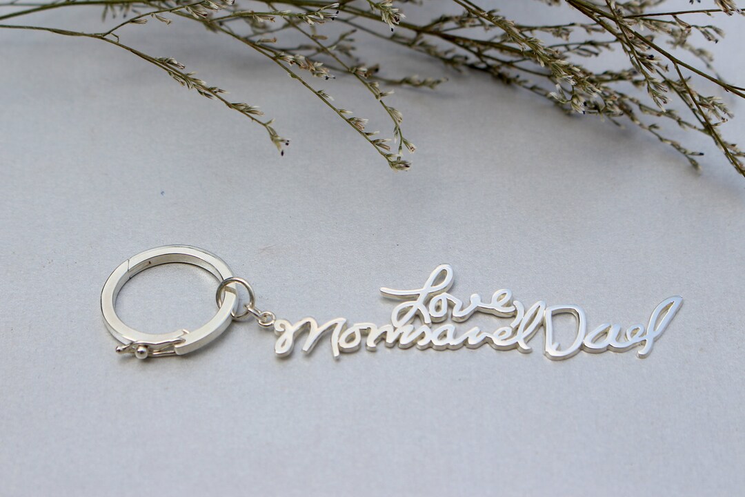 Handwriting Keychain - Signature Keychain - Keychain in Sterling Silver ...
