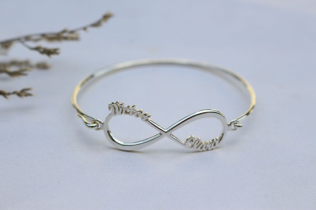 Personalized Infinity Bangle - Eternity Bangle in Sterling Silver ...
