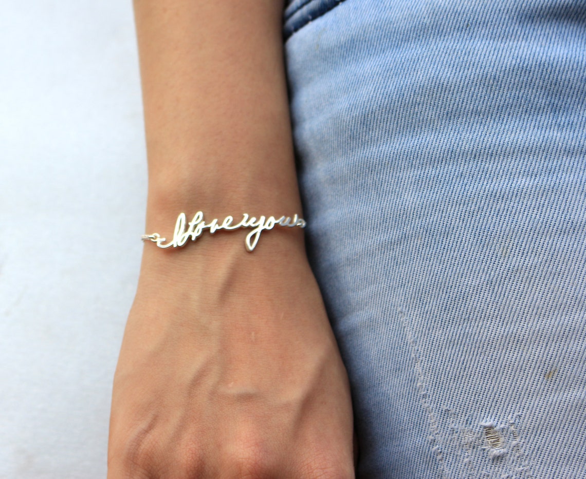 Signature Bracelet in Sterling Silver Actual Handwriting | Etsy