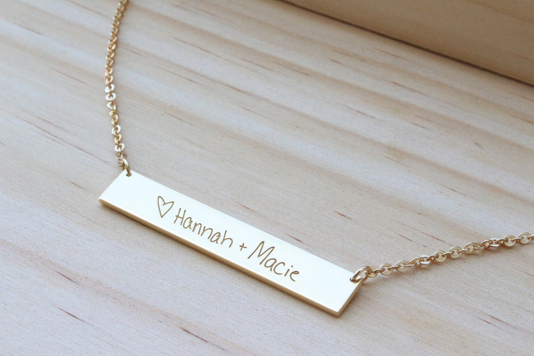 Engraved Signature Bar Necklace - Handwriting Necklace - Signature ...