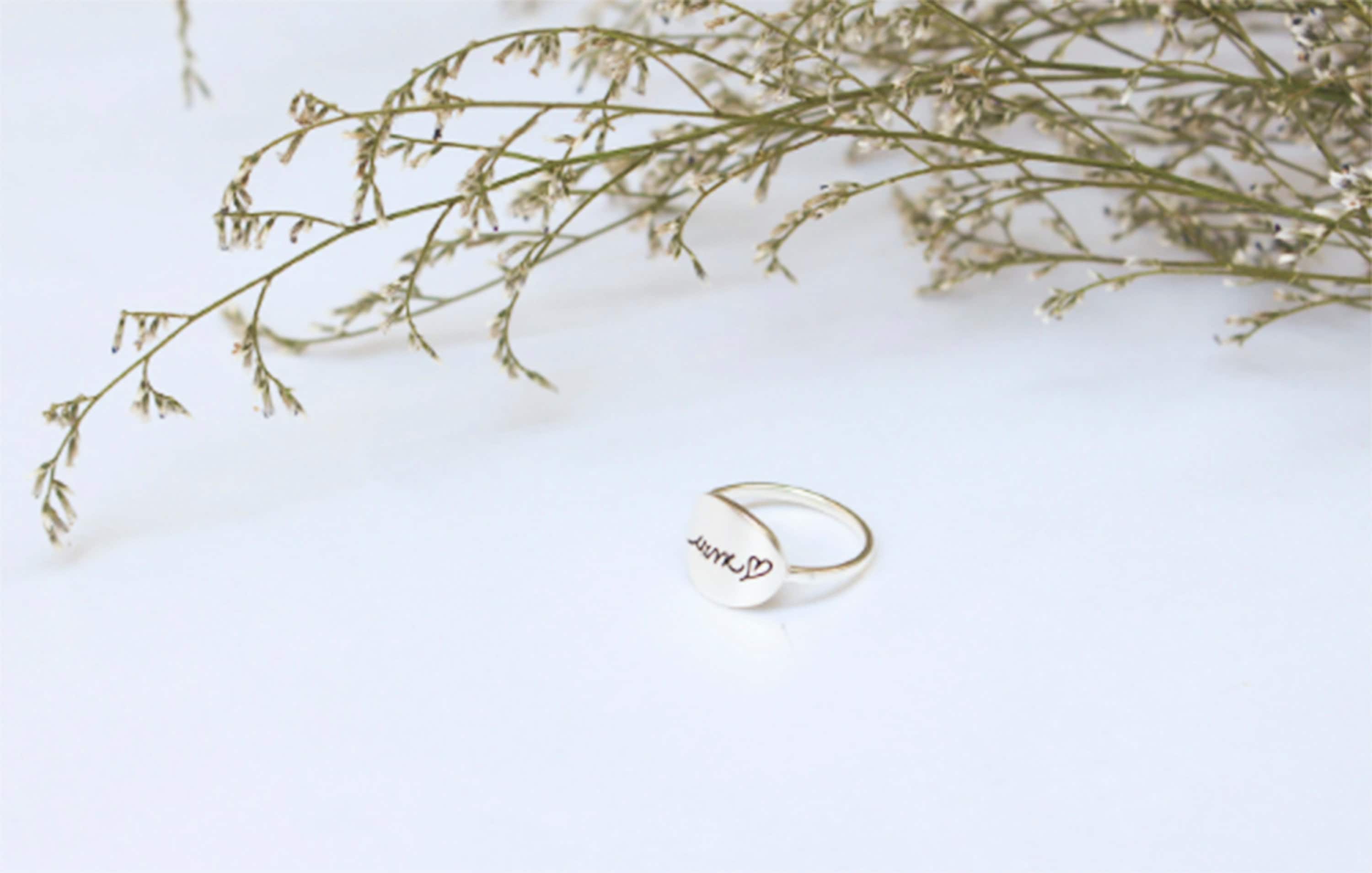 Engraved Handwriting Ring Custom Signature Ring Engraved - Etsy