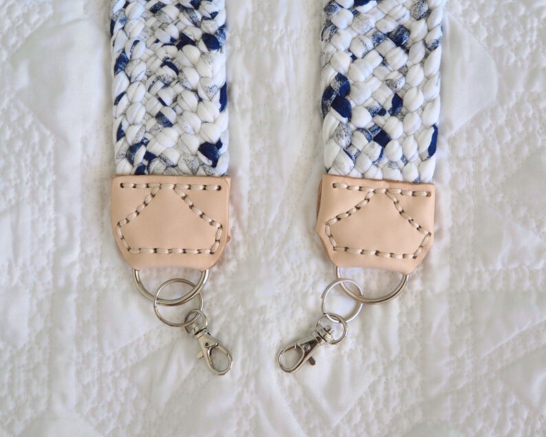 Camera Strap With Braided Fabric Yarn in Inky Blue & White - Etsy