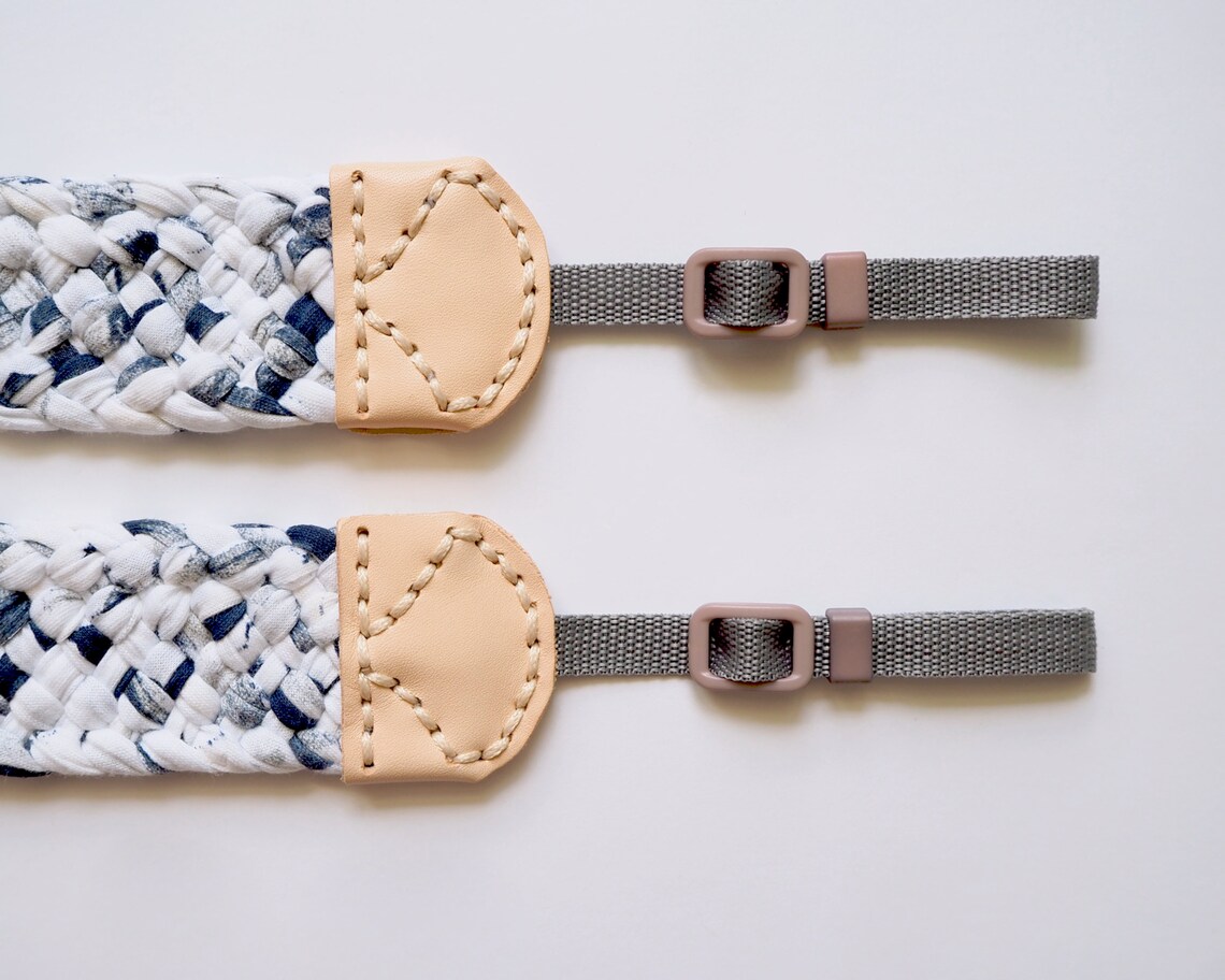Camera Strap With Braided Fabric Yarn in Inky Blue & White - Etsy