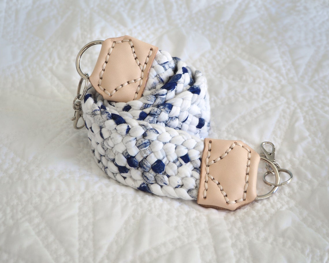 Camera Strap With Braided Fabric Yarn in Inky Blue & White - Etsy