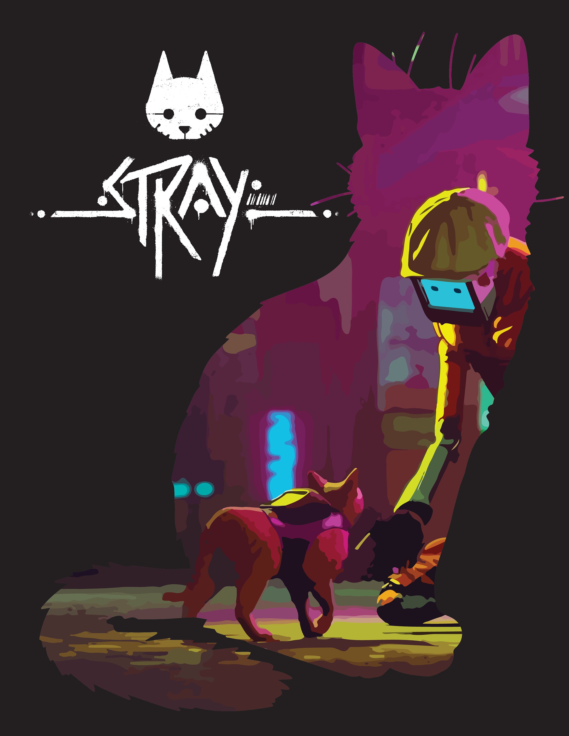 Stray Video Game Stray Minimal Print Cat Home Decor - Etsy