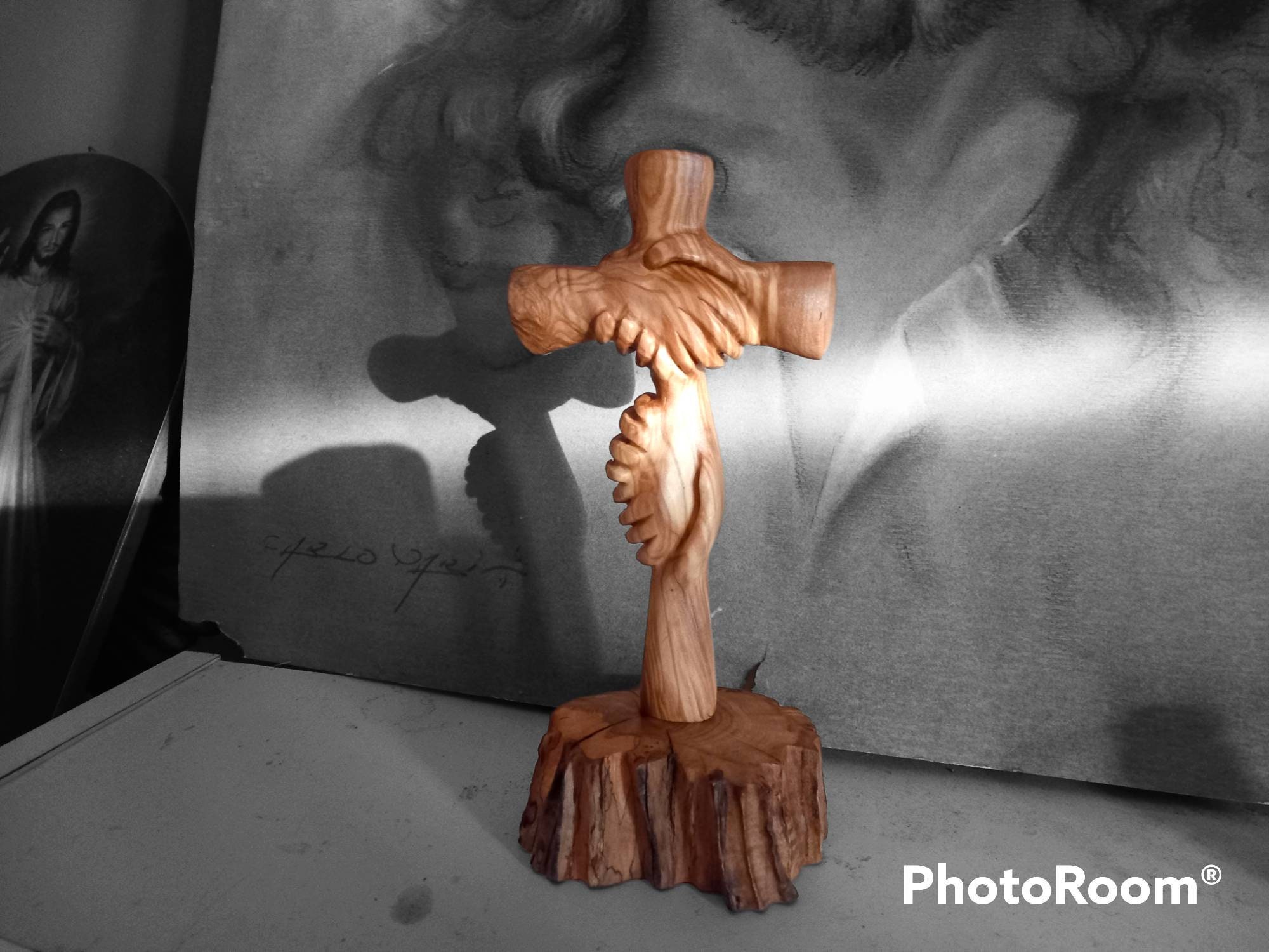 Helping Cross. Wooden Cross. Olive Wood Carving. Christian Art ...