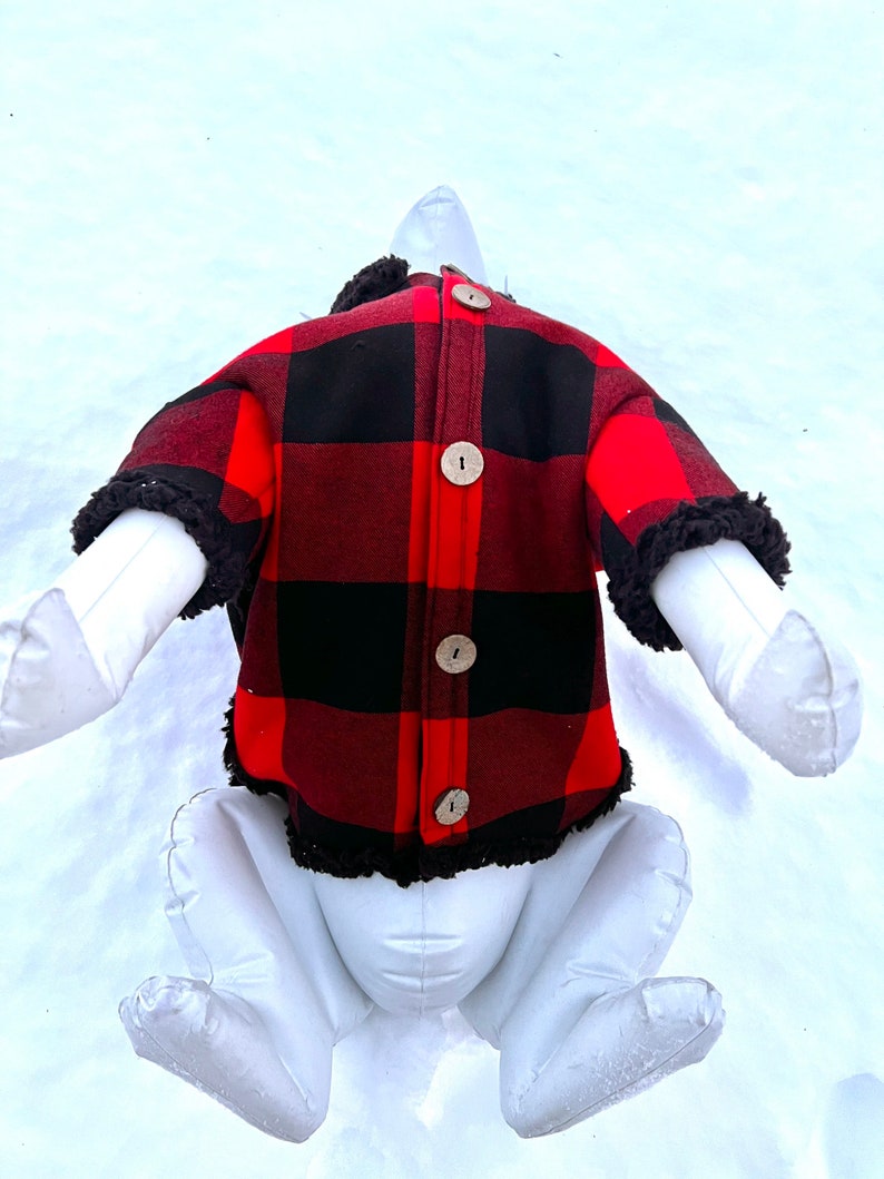 Buffalo Plaid Dog Coat, XL Dog Costume, Red, Black, Sherpa, Touk, Pet ...