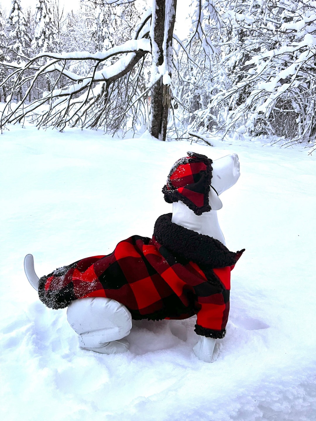 Buffalo Plaid Dog Coat, XL Dog Costume, Red, Black, Sherpa, Touk, Pet ...
