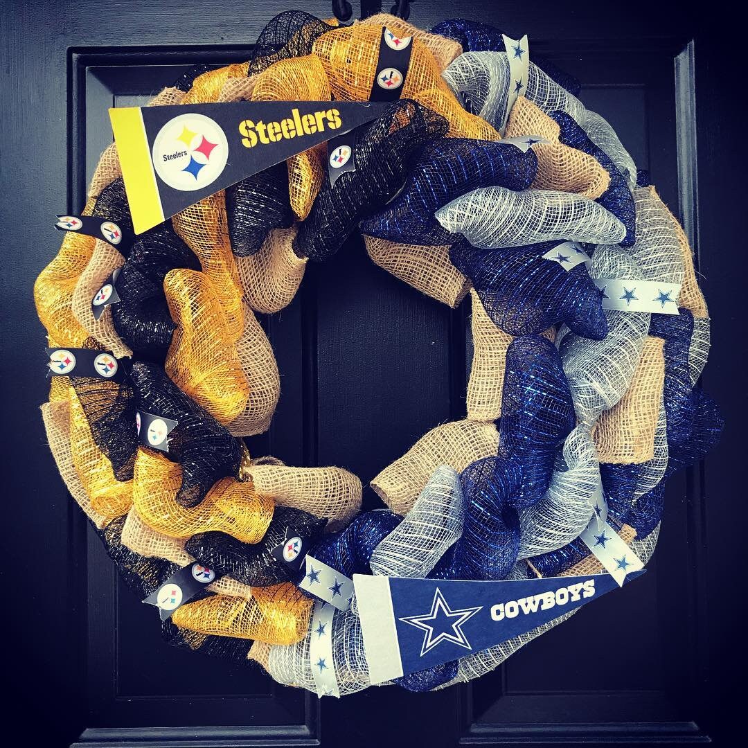 Custom Made NFL House Divided Wreath: Pittsburgh Steelers / Dallas ...