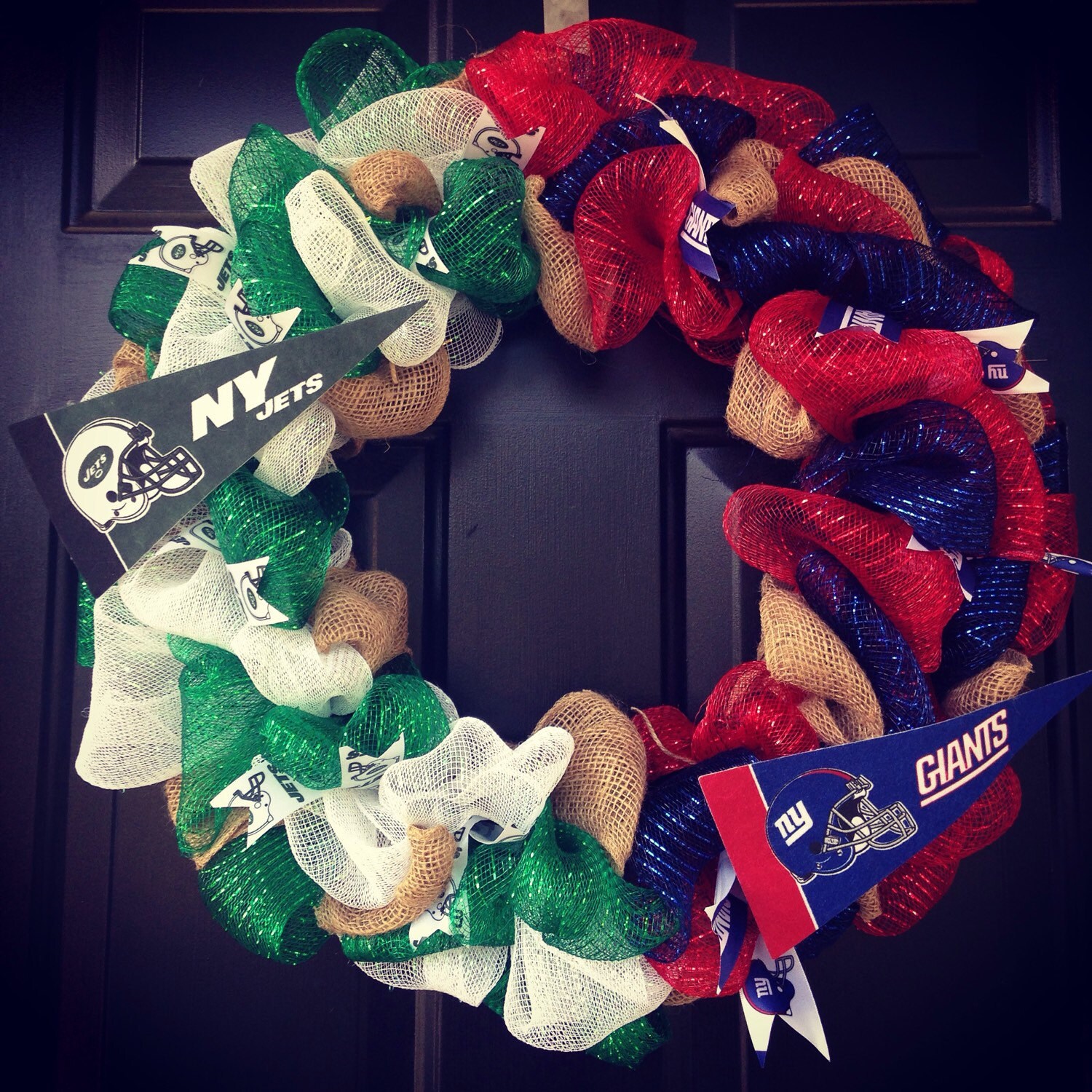 NFL House Divided Wreath New York Jets / New York Giants - Etsy