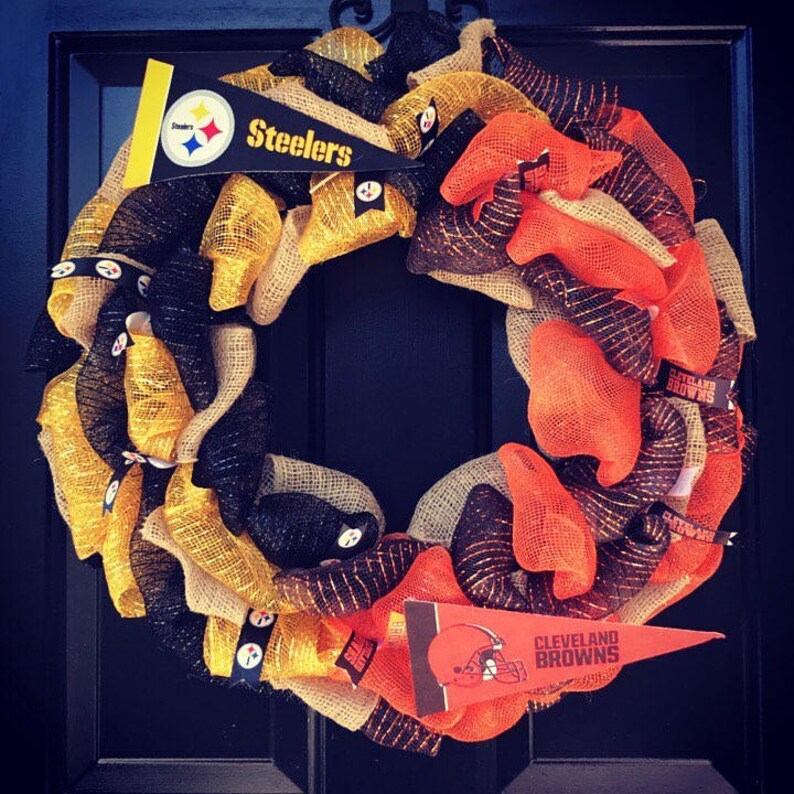 Custom Made NFL House Divided Wreath: Pittsburgh Steelers / - Etsy