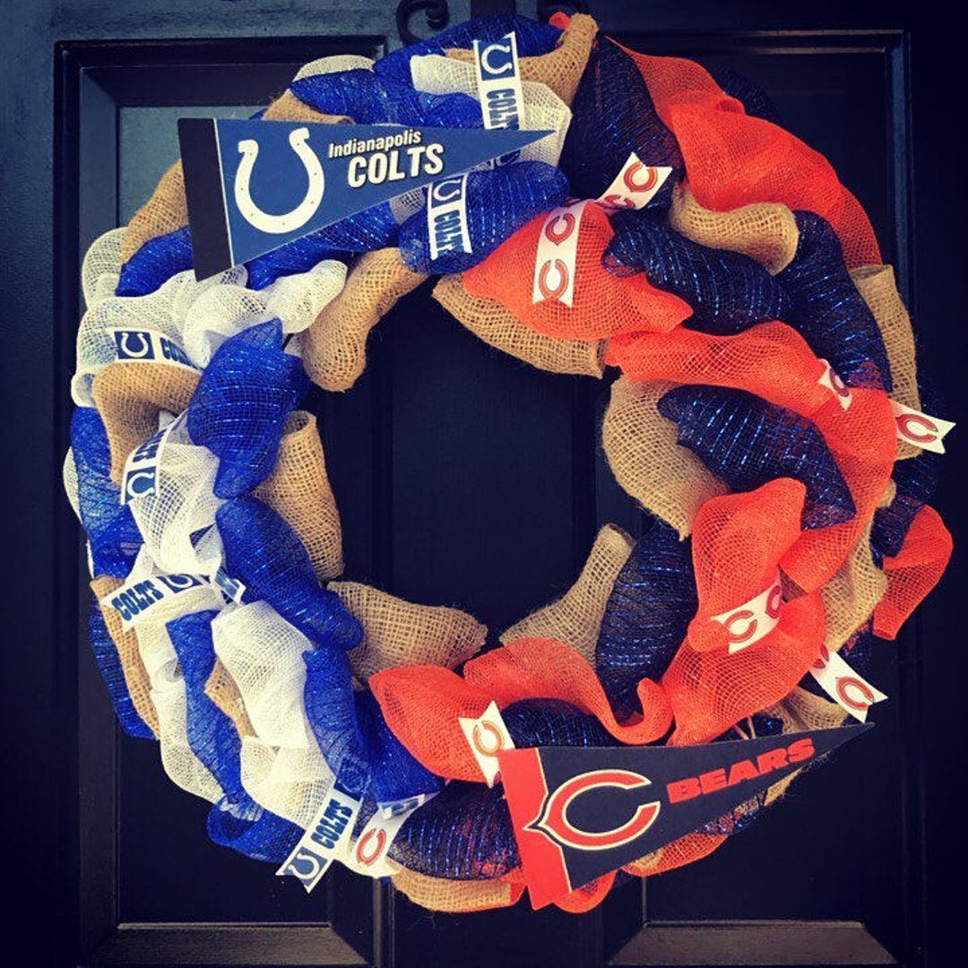 Custom Made NFL House Divided Wreath: Indianapolis Colts / Chicago ...