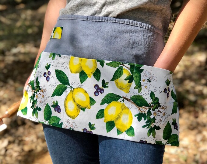 Lemon Print Garden Apron Garden Apron With Pockets Gardening - Etsy