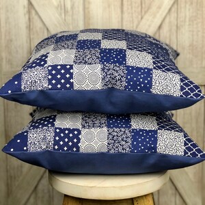 Blue Patchwork Pillow Set: Shabby Chic Country Decor (14x14) - Etsy